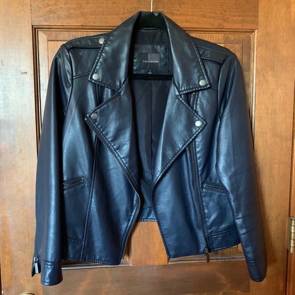 The Limited | Jackets & Coats | The Limited Navy Faux Leather Jacket ...